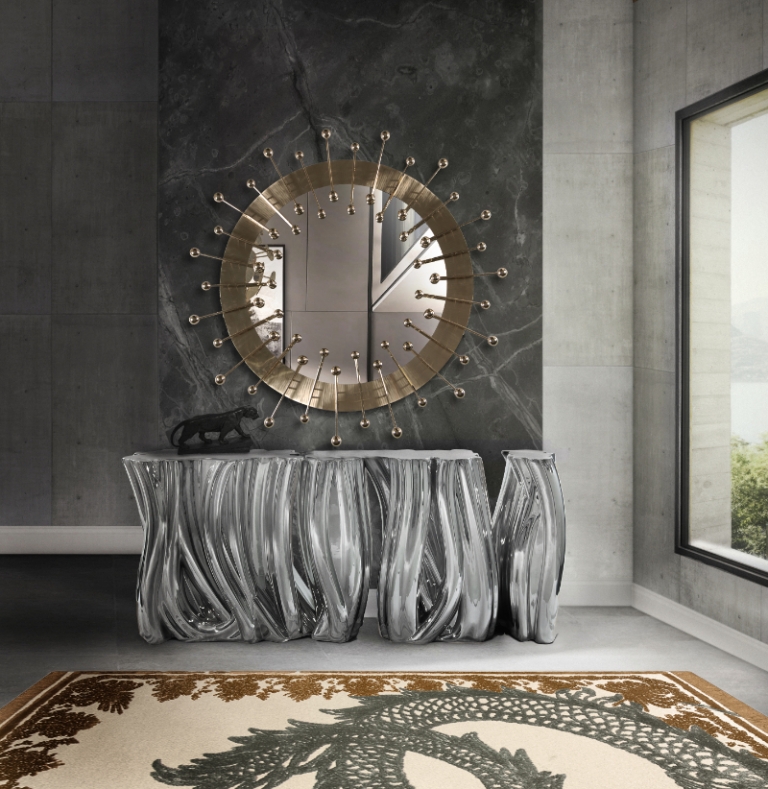 Daring Curves And Bold Colors: The Monochrome Modern Console Table