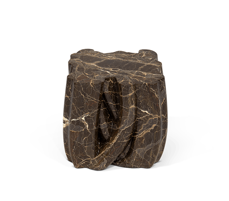 Monochrome Brown Faux-marble Side Table | Boca do Lobo Exclusive Design