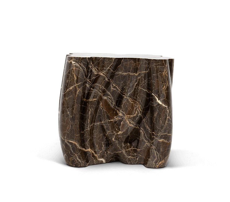 Monochrome Brown Faux-marble Side Table | Boca do Lobo Exclusive Design