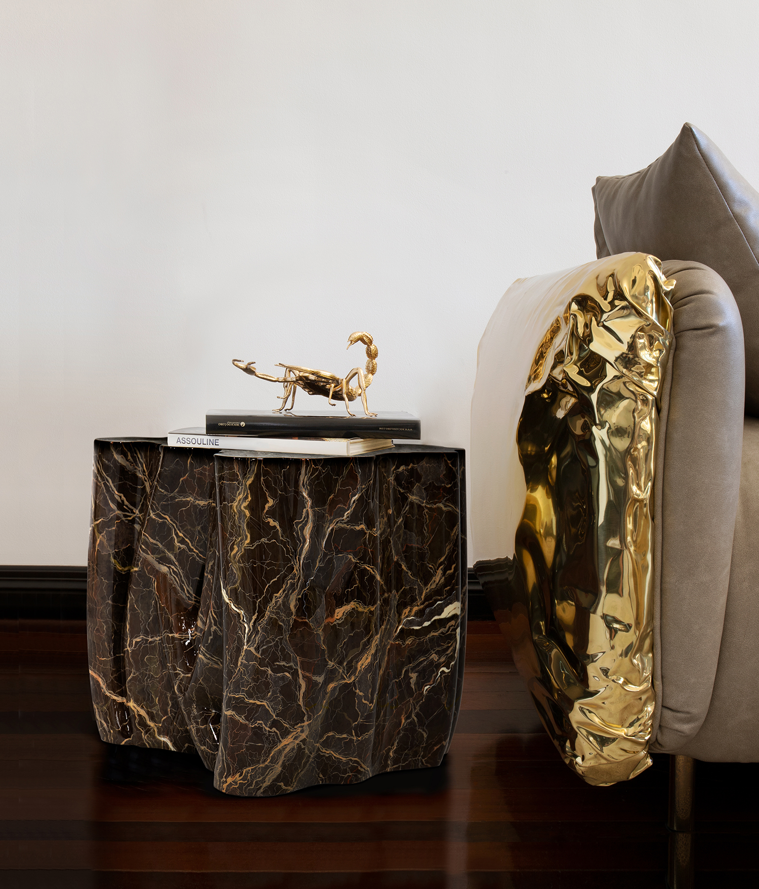 Monochrome Brown Faux-marble Side Table | Boca do Lobo Exclusive Design
