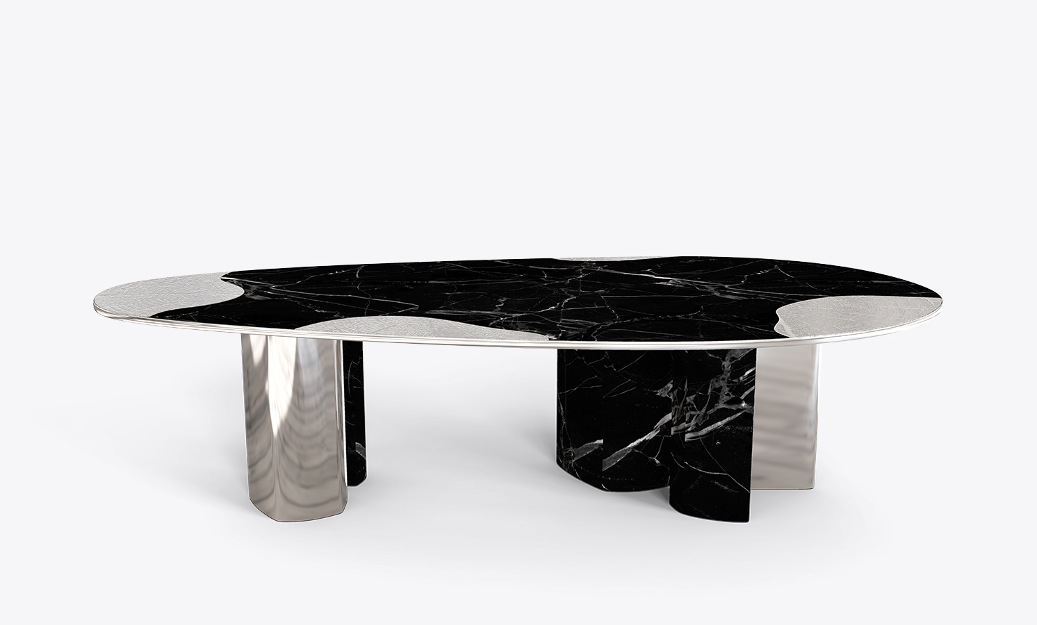 Ophelia Nero Marquina Marble And Silver Dining Table | Boca do Lobo ...
